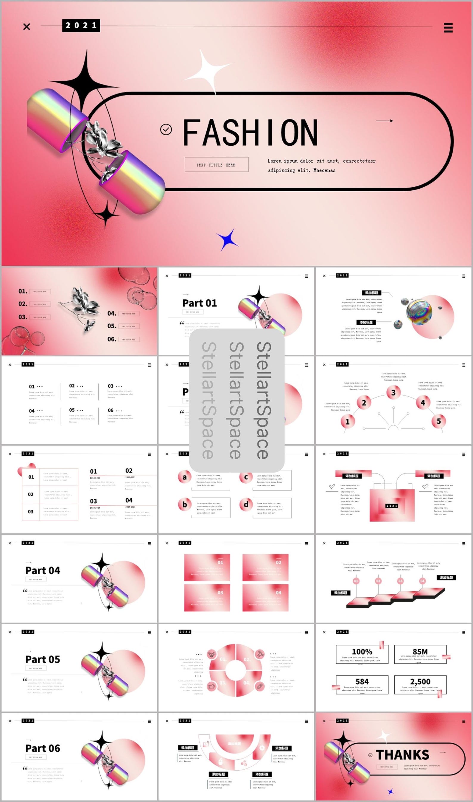 208 Powerpoint Slides Presentation Templates, Colorful Modern Marketing ...