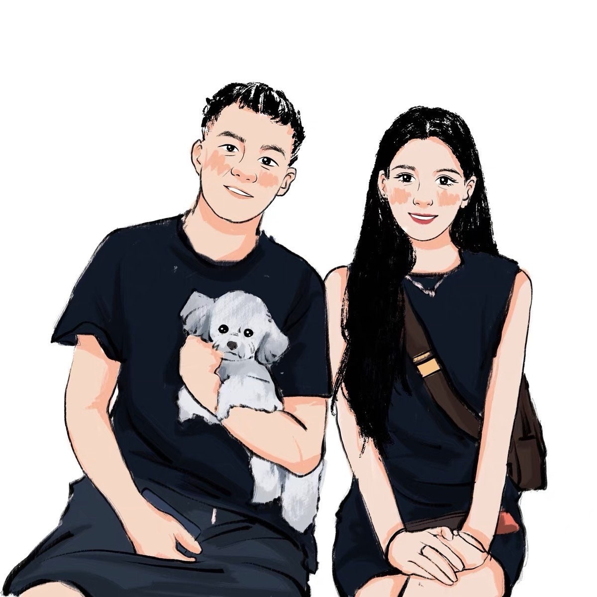 Custom Portrait, Cute Cartoon Anime Portrait, Digital Illustration ...