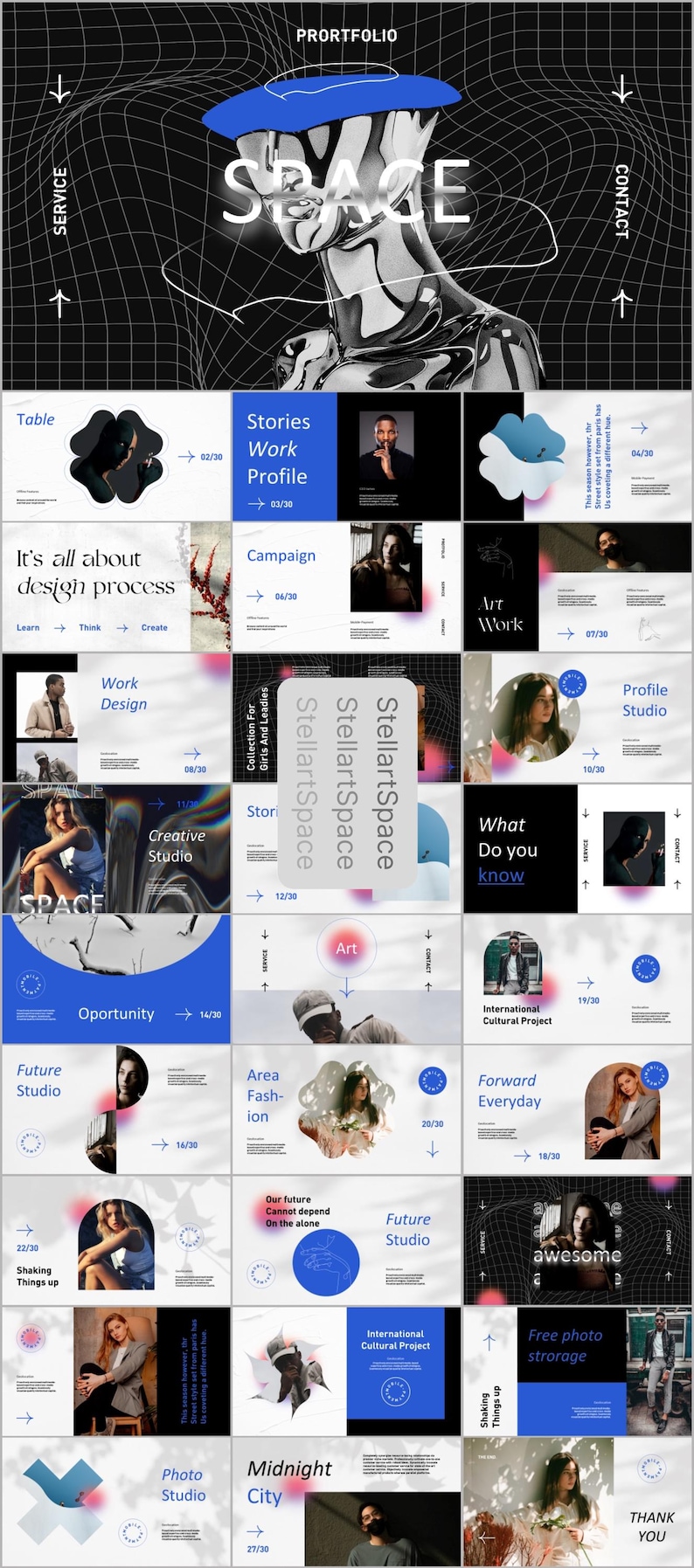 Artsy Neon Powerpoint Templates: Modern Marketing Pitch Deck (PPT ...
