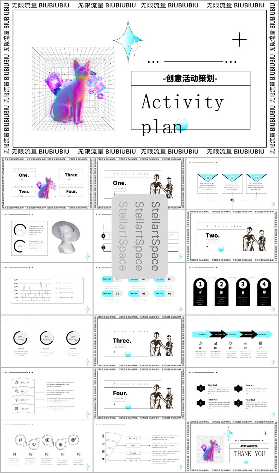 Artsy Neon Powerpoint Templates: Modern Marketing Pitch Deck (PPT ...