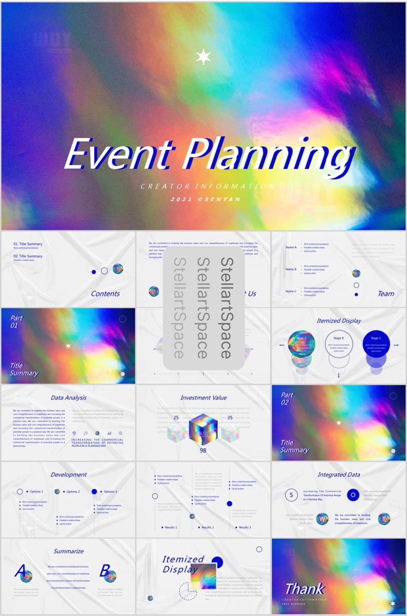 Artsy Neon Powerpoint Templates: Modern Marketing Pitch Deck (PPT ...