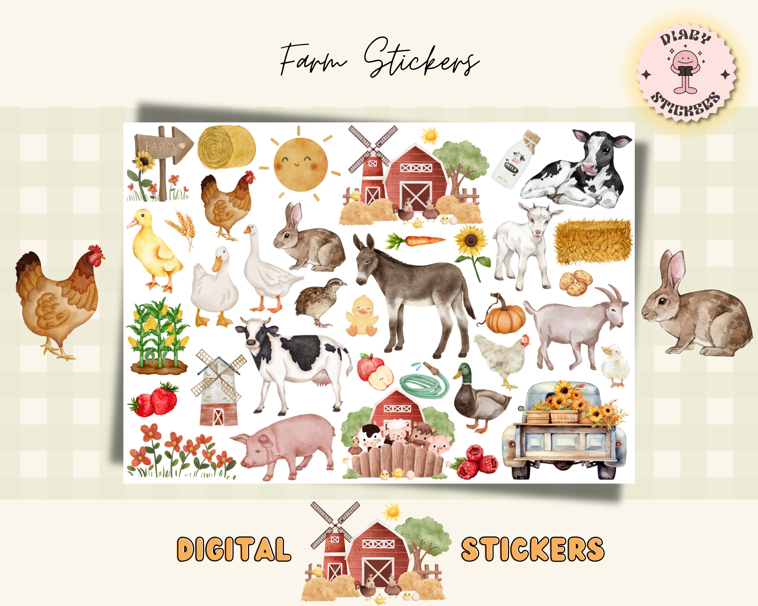 Farm Life Digital Stickers for Goodnotes, Farming Pre-cropped Digital ...