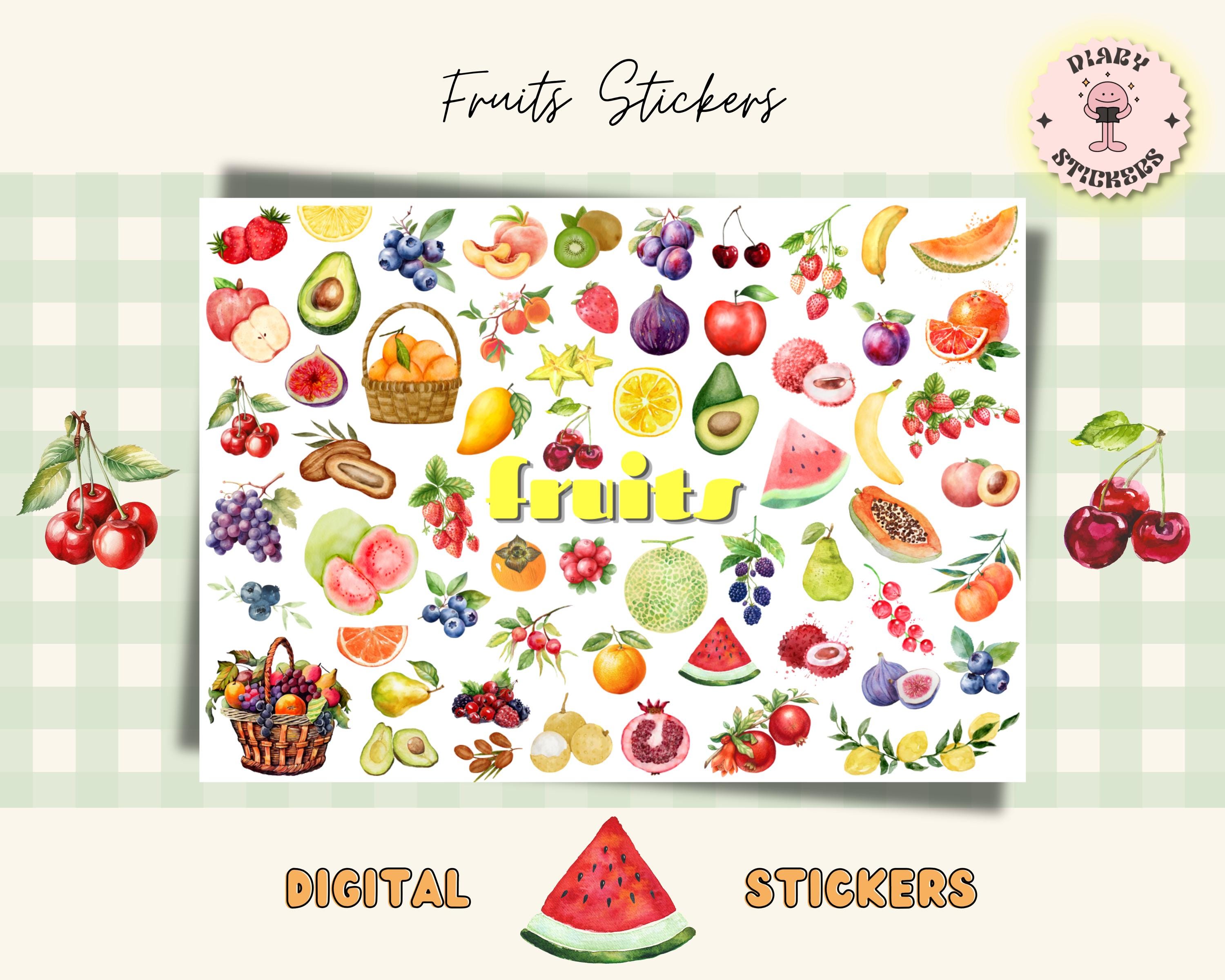 Fruits Digital Stickers for Goodnotes, Healthy Food Stickers, Veges ...