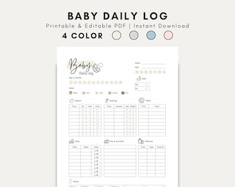 Baby Daily Log Template - Etsy