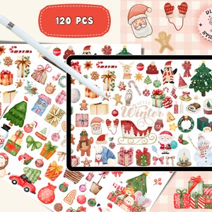 Winter Holiday Digital Stickers, Christmas Stickers, Holiday Stickers ...