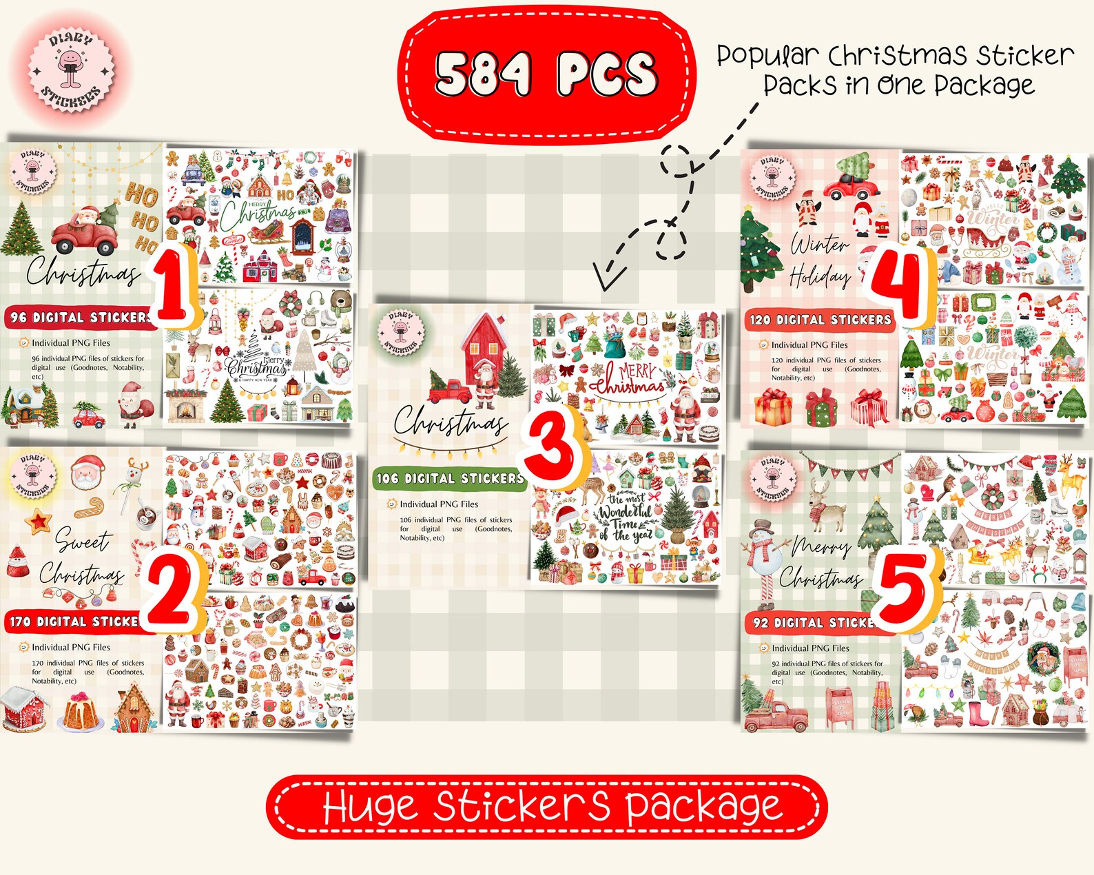 Ultimate Christmas Digital Stickers, Christmas Stickers, Holiday ...