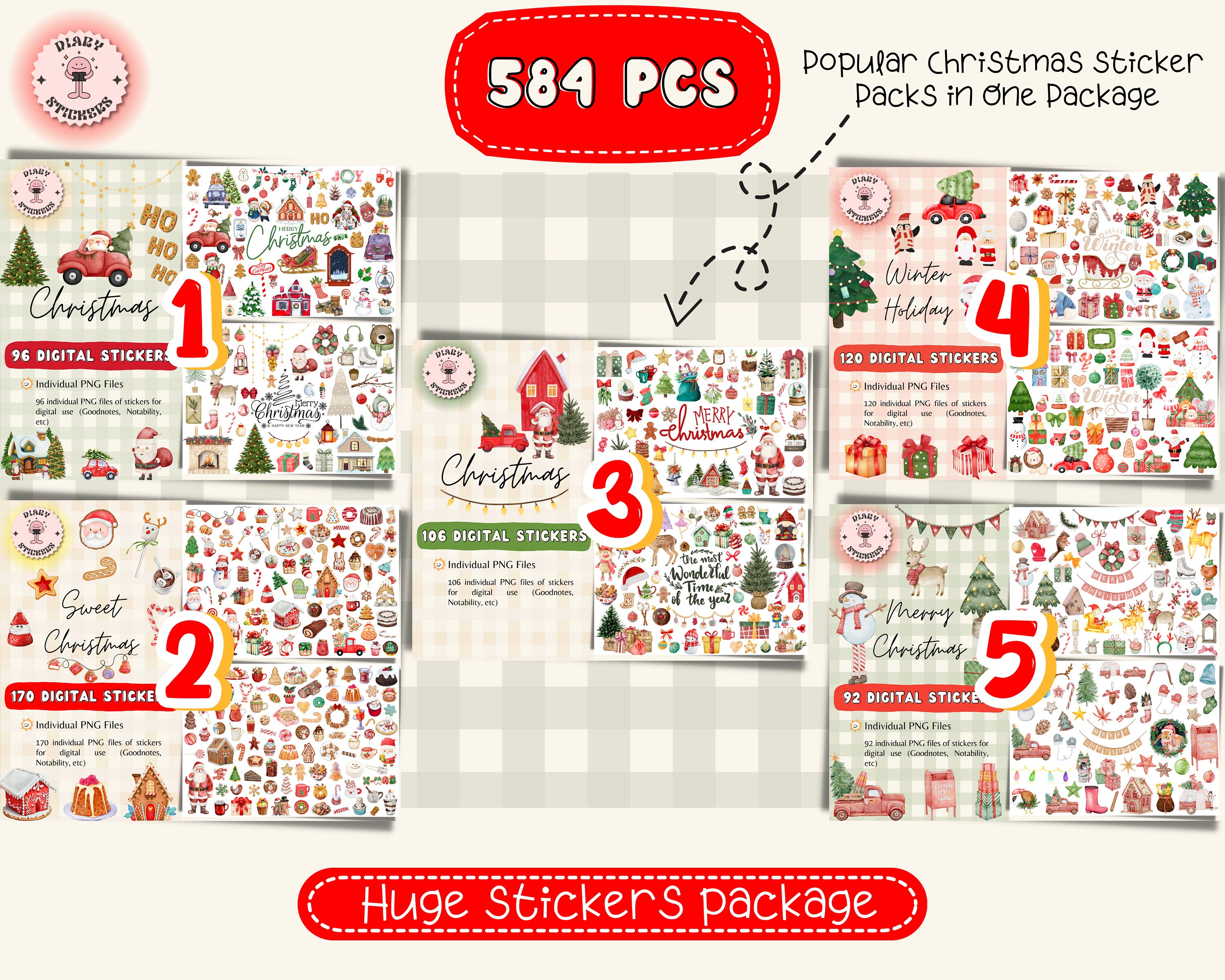 Ultimate Christmas Digital Stickers, Christmas Stickers, Holiday ...