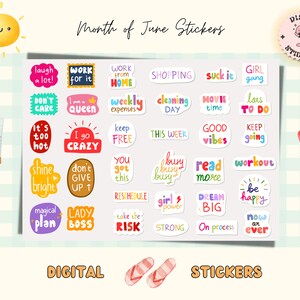 June Digital Stickers for Goodnotes, Month of June, Monthly Stickers ...
