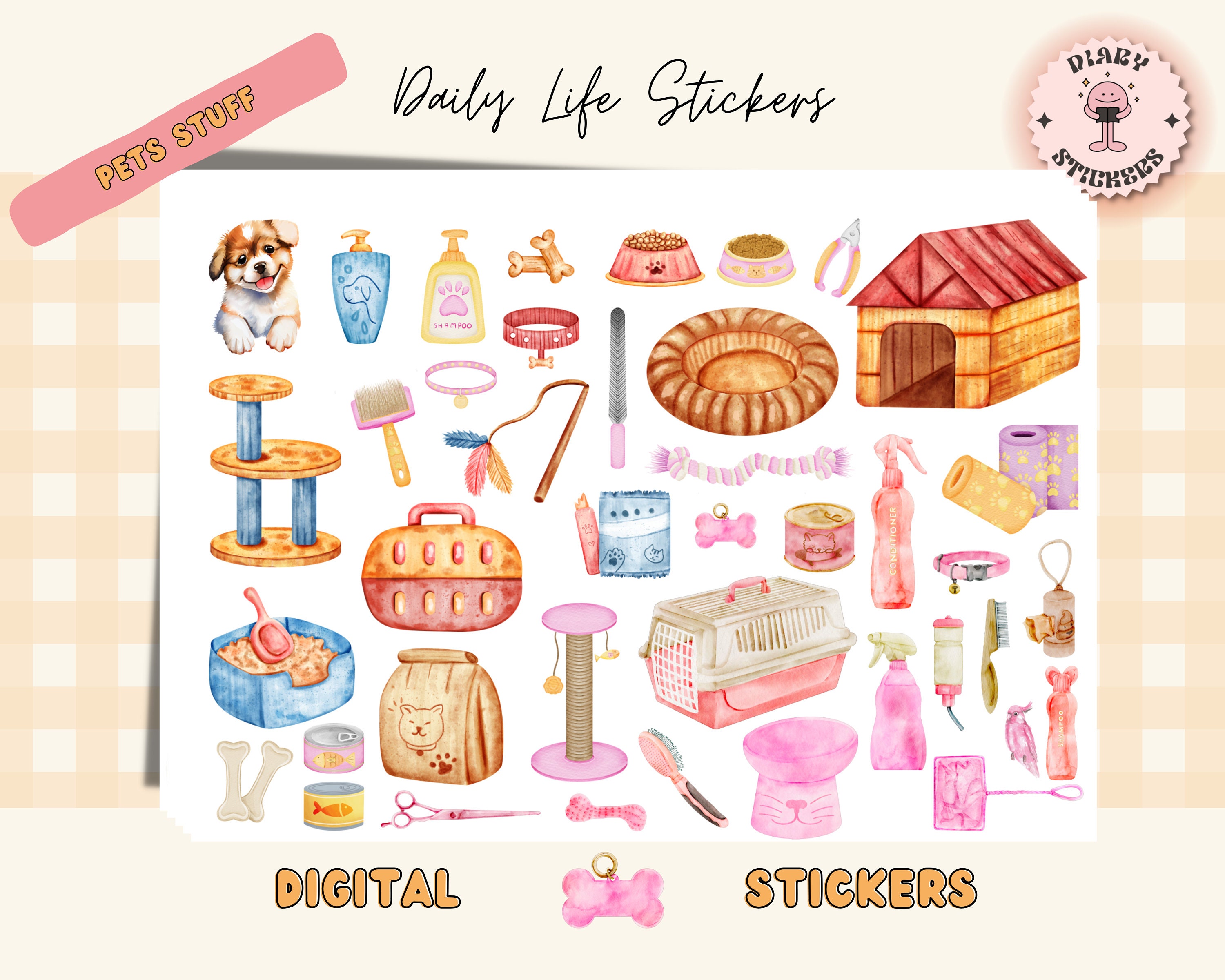 Daily Life Digital Stickers Goodnotes Stickers, 192 Digital Planner ...