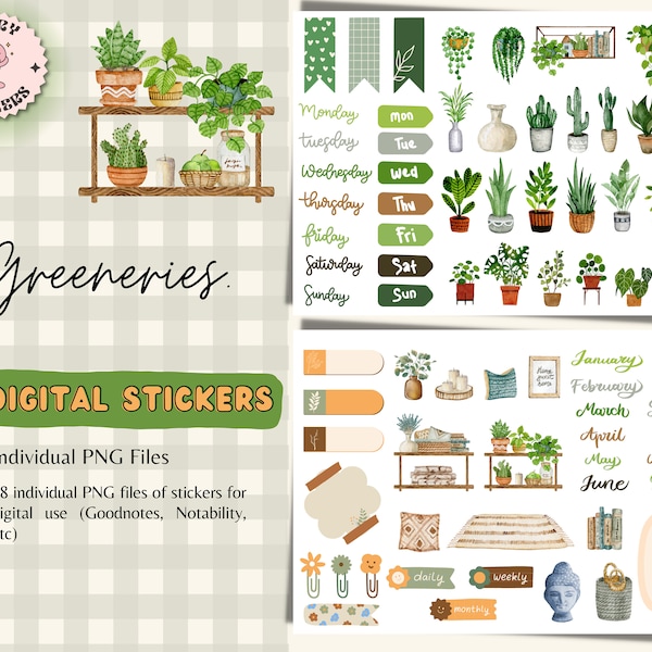 Month of March Digital Stickers for Goodnotes, March Pre-cropped ...