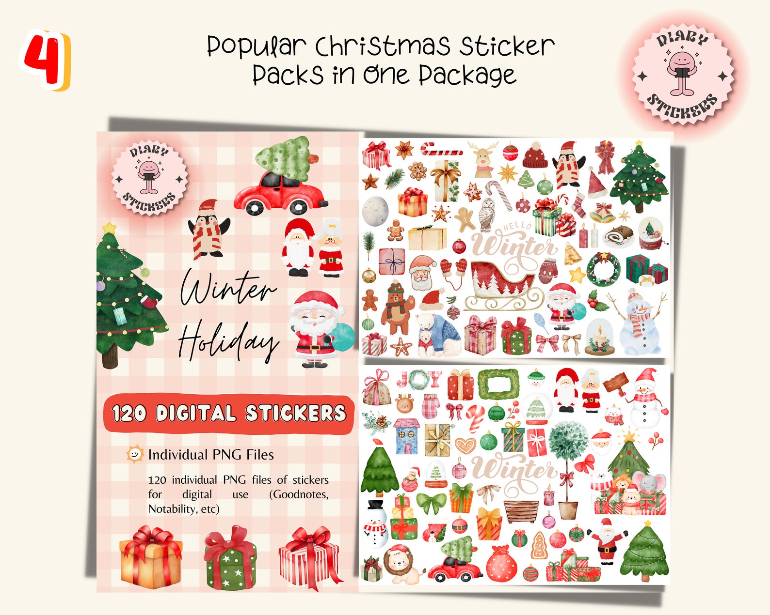 Ultimate Christmas Digital Stickers, Christmas Stickers, Holiday ...