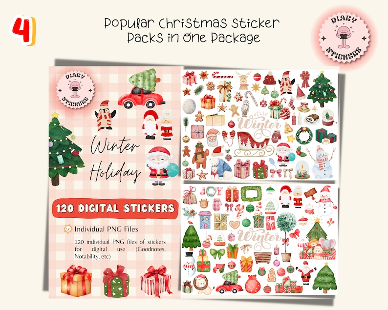 Ultimate Christmas Digital Stickers, Christmas Stickers, Holiday ...