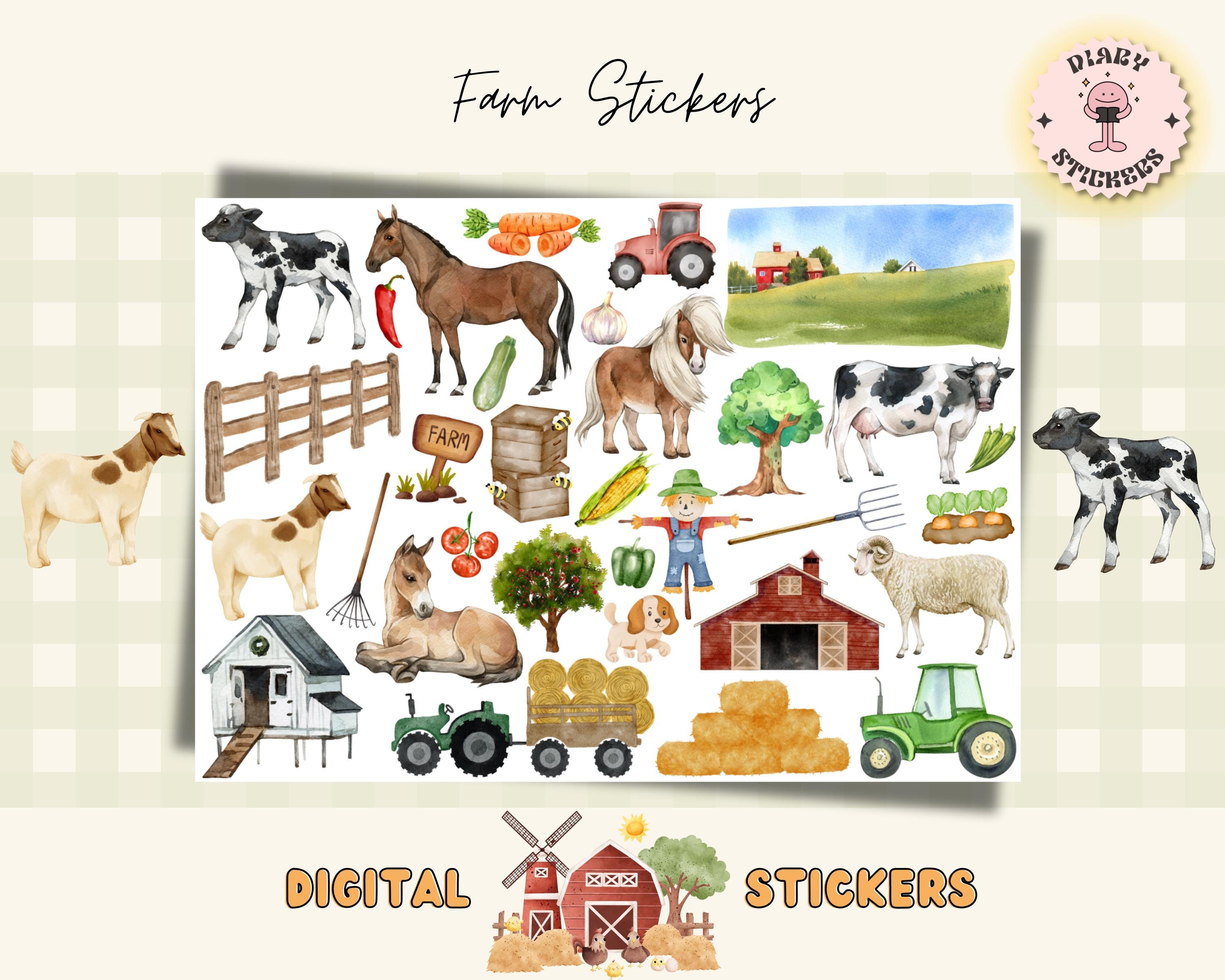 Farm Life Digital Stickers for Goodnotes, Farming Pre-cropped Digital ...