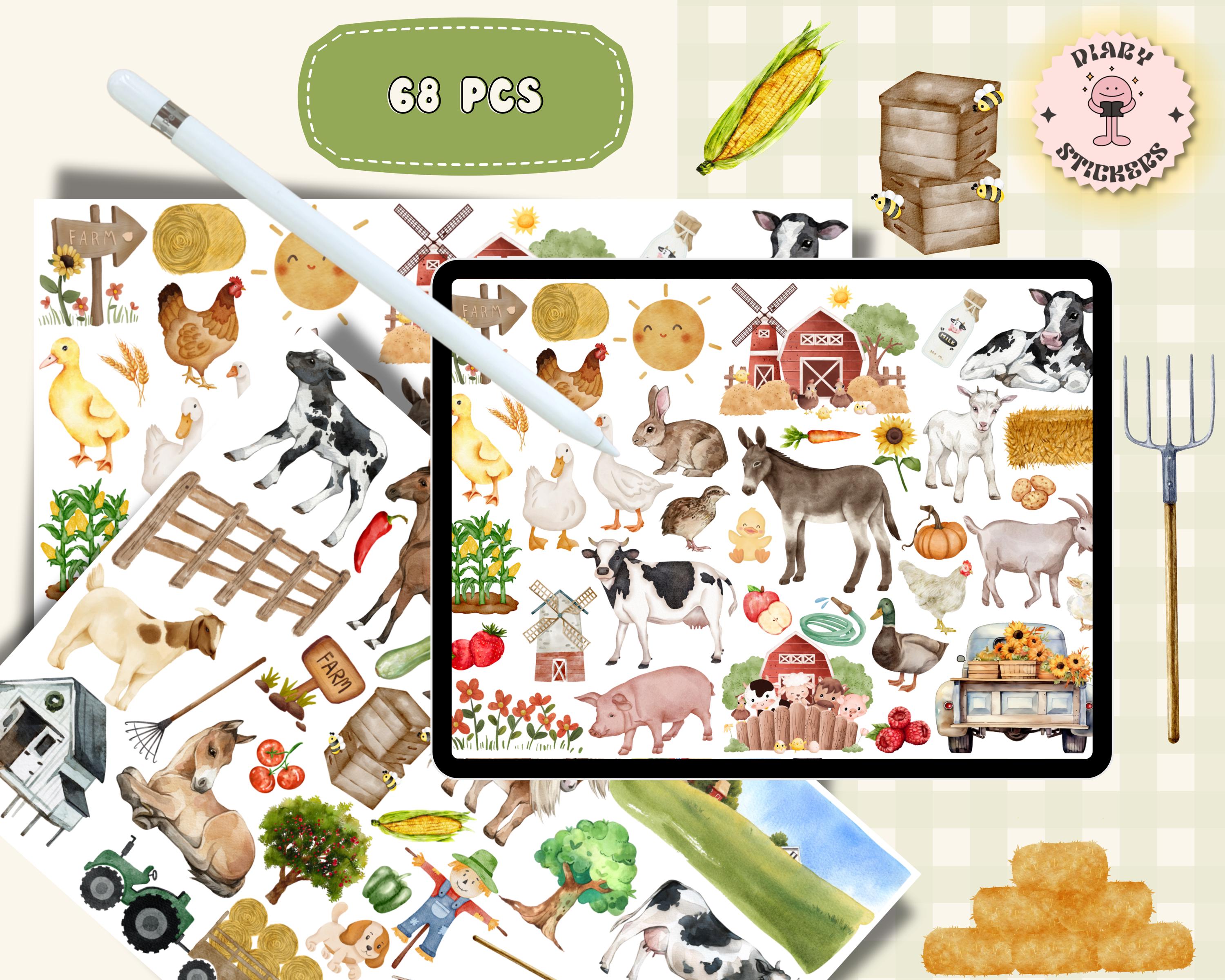 Farm Life Digital Stickers for Goodnotes, Farming Pre-cropped Digital ...