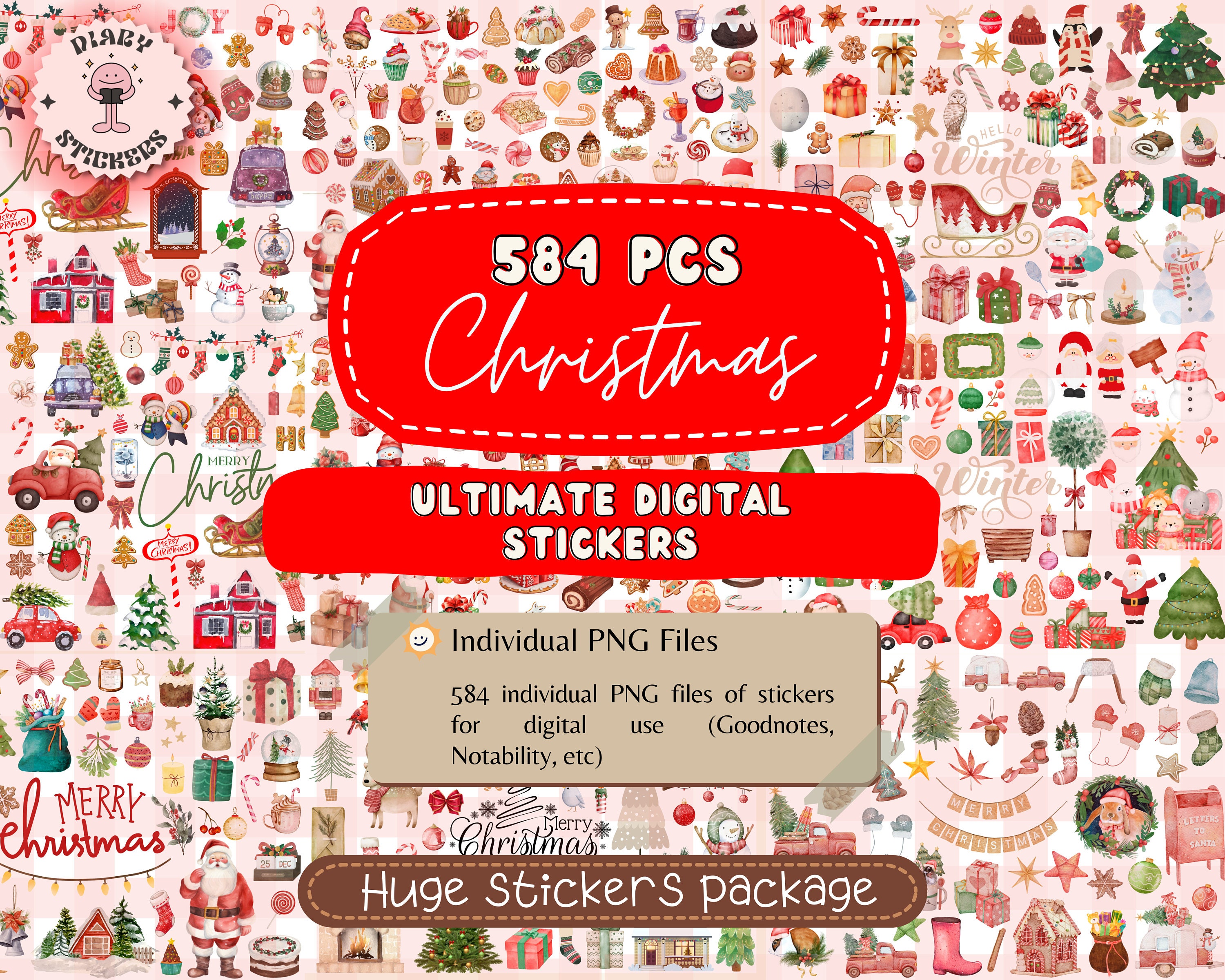Ultimate Christmas Digital Stickers, Christmas Stickers, Holiday ...