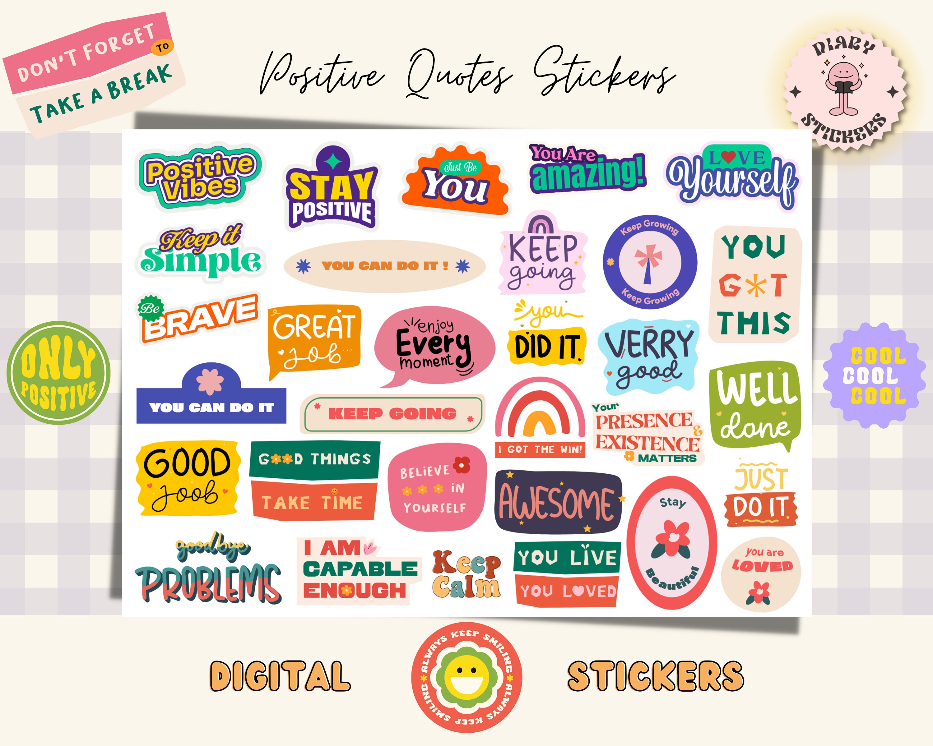 Positive Quotes Goodnotes Digital Planner Stickers, Affirmation ...