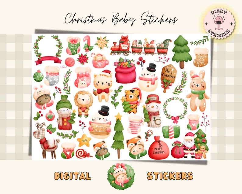 Baby's 1st Christmas Digital Stickers, Digital Stickers for Planners ...