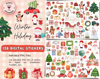 Christmas Digital Stickers, Christmas Stickers, Holiday Stickers ...