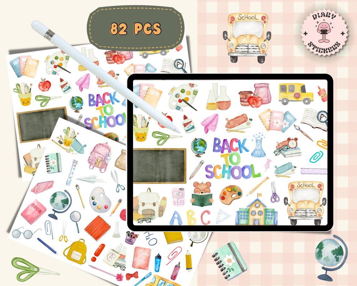 School Bundle, Back to School Clipart Png, School Supplies, School Bus ...