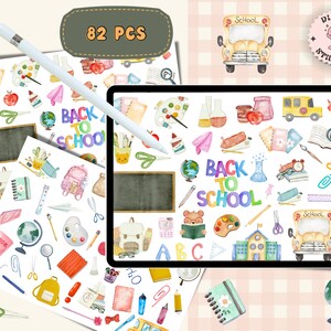 School Bundle, Back to School Clipart Png, School Supplies, School Bus ...