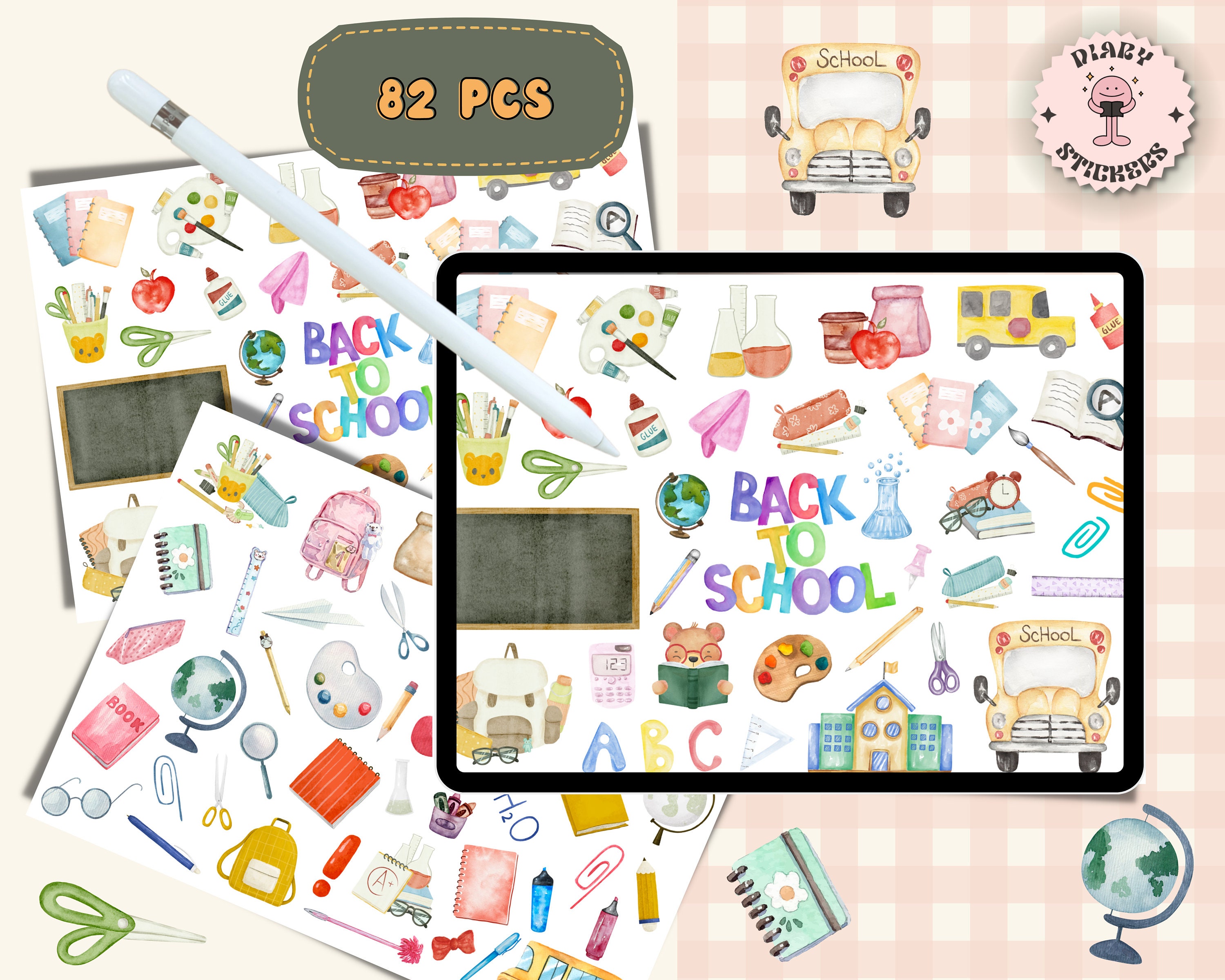 School Bundle, Back to School Clipart Png, School Supplies, School Bus ...