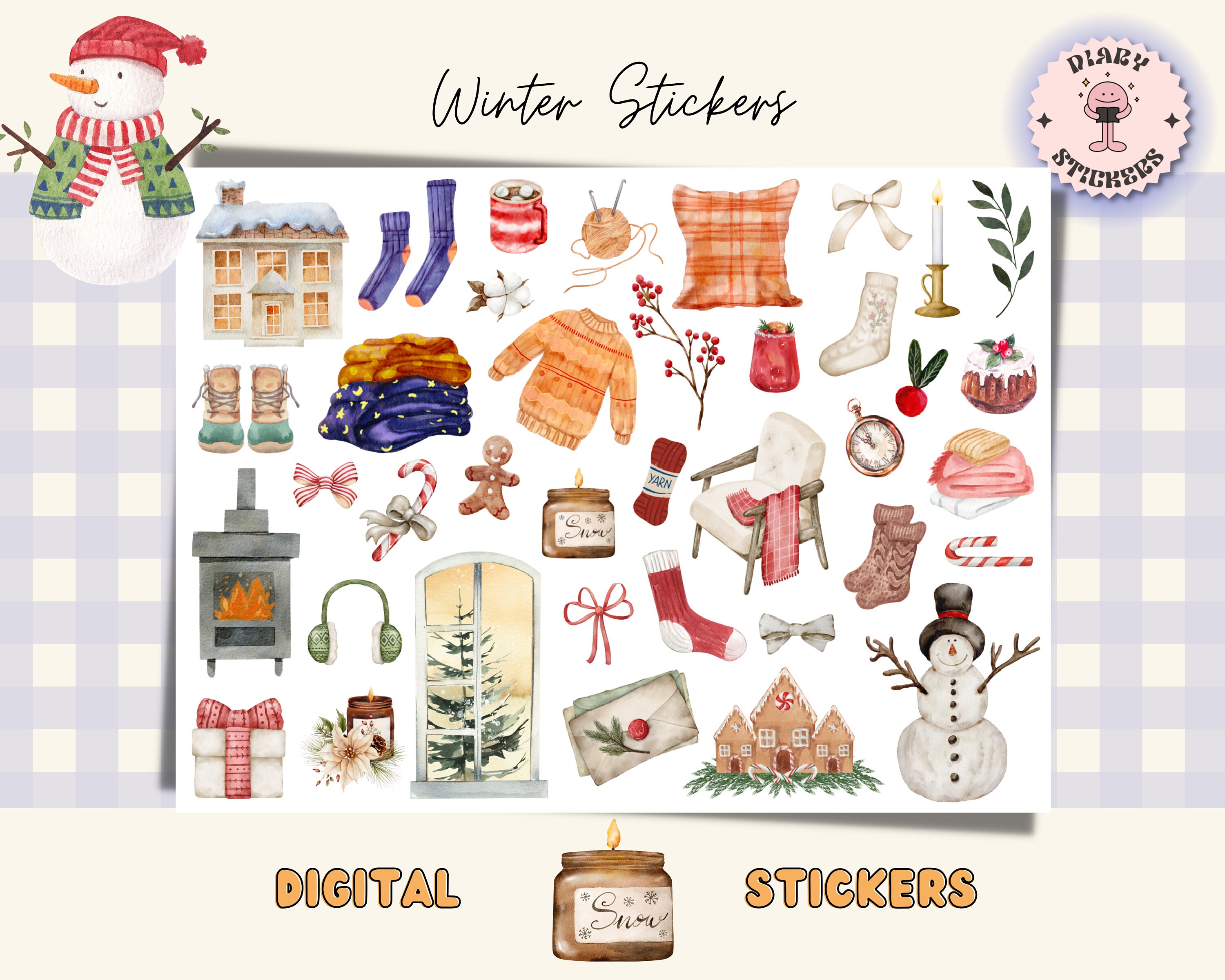 Winter Digital Stickers for Goodnotes, Winter Season Pre-cropped ...