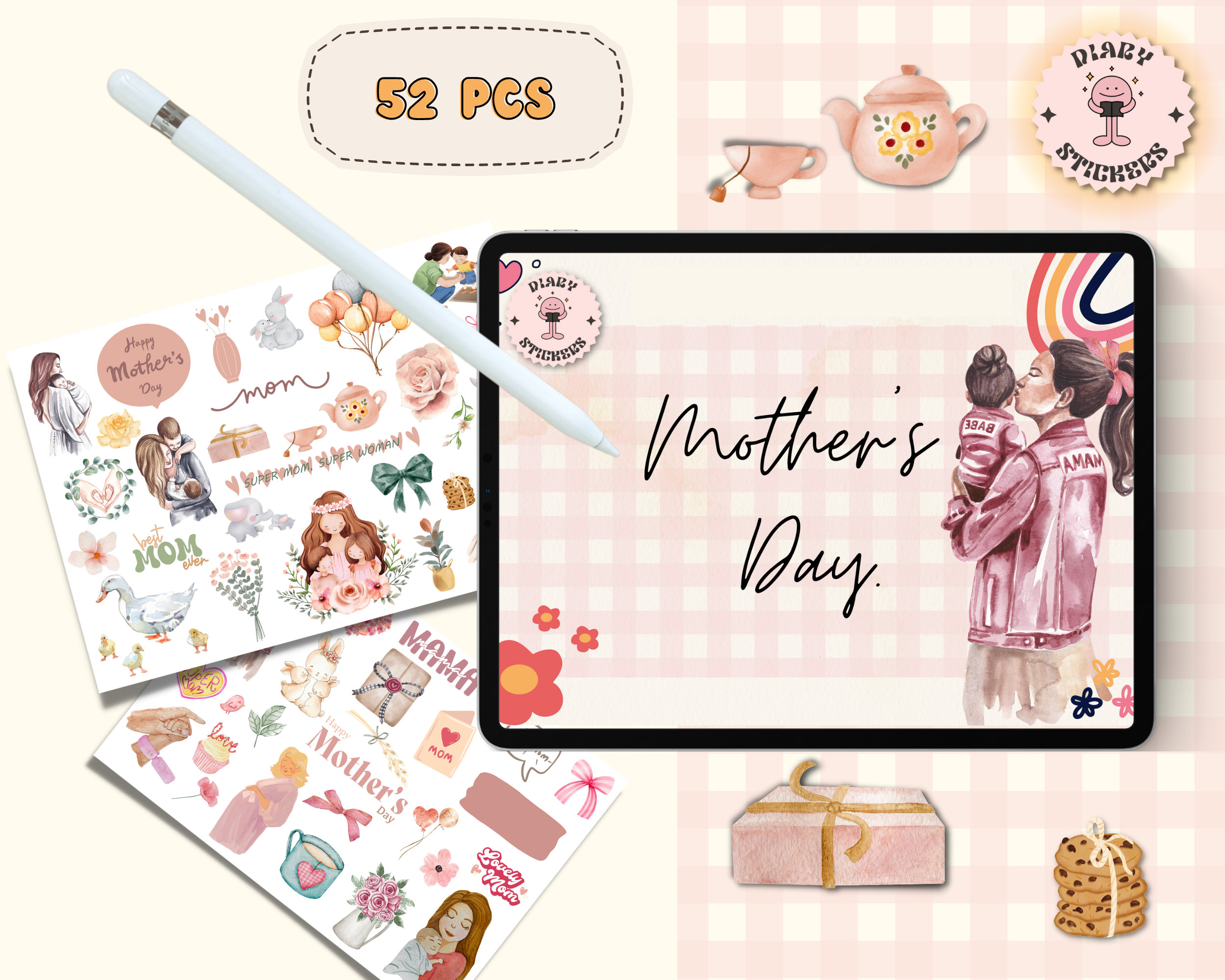 Mother's Day Digital Stickers, Digital Stickers for Planners, Mother's ...
