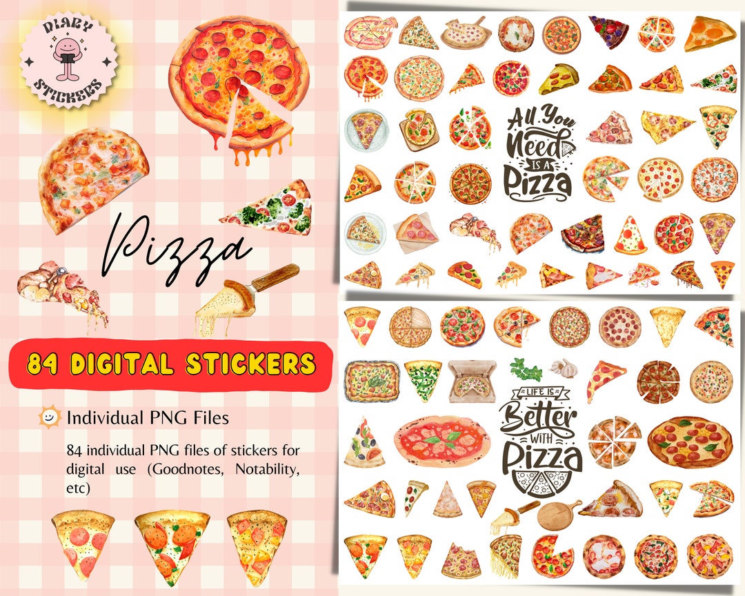 Pizza Digital Stickers, Planner Scrapbooking (PNG, Goodnotes File) - Etsy