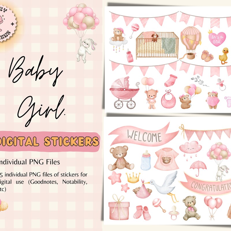 Baby Girl Stickers - Etsy