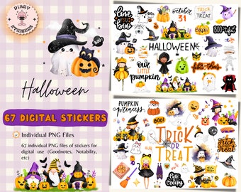 Halloween Digital Stickers for Goodnotes Planner, Halloween Pre-cropped ...