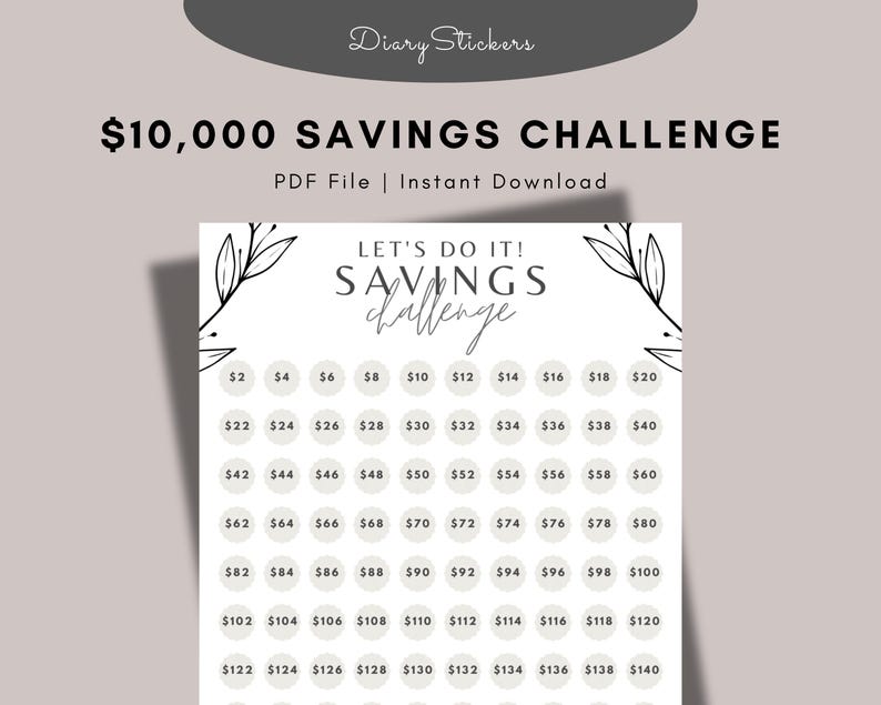10000 Savings Challenge Printable, 10k Savings Challenge, Challenge ...