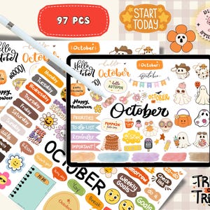 Month of October Digital Stickers for Goodnotes, October Pre-cropped ...