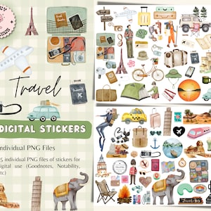 Travel Digital Stickers, Goodnotes Planner, Adventure Camp (PNG ...