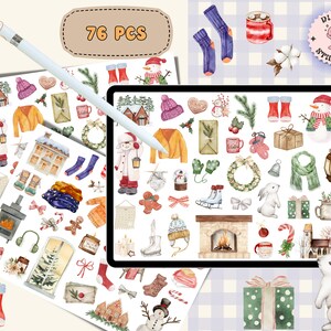 Winter Digital Stickers for Goodnotes, Winter Season Pre-cropped ...