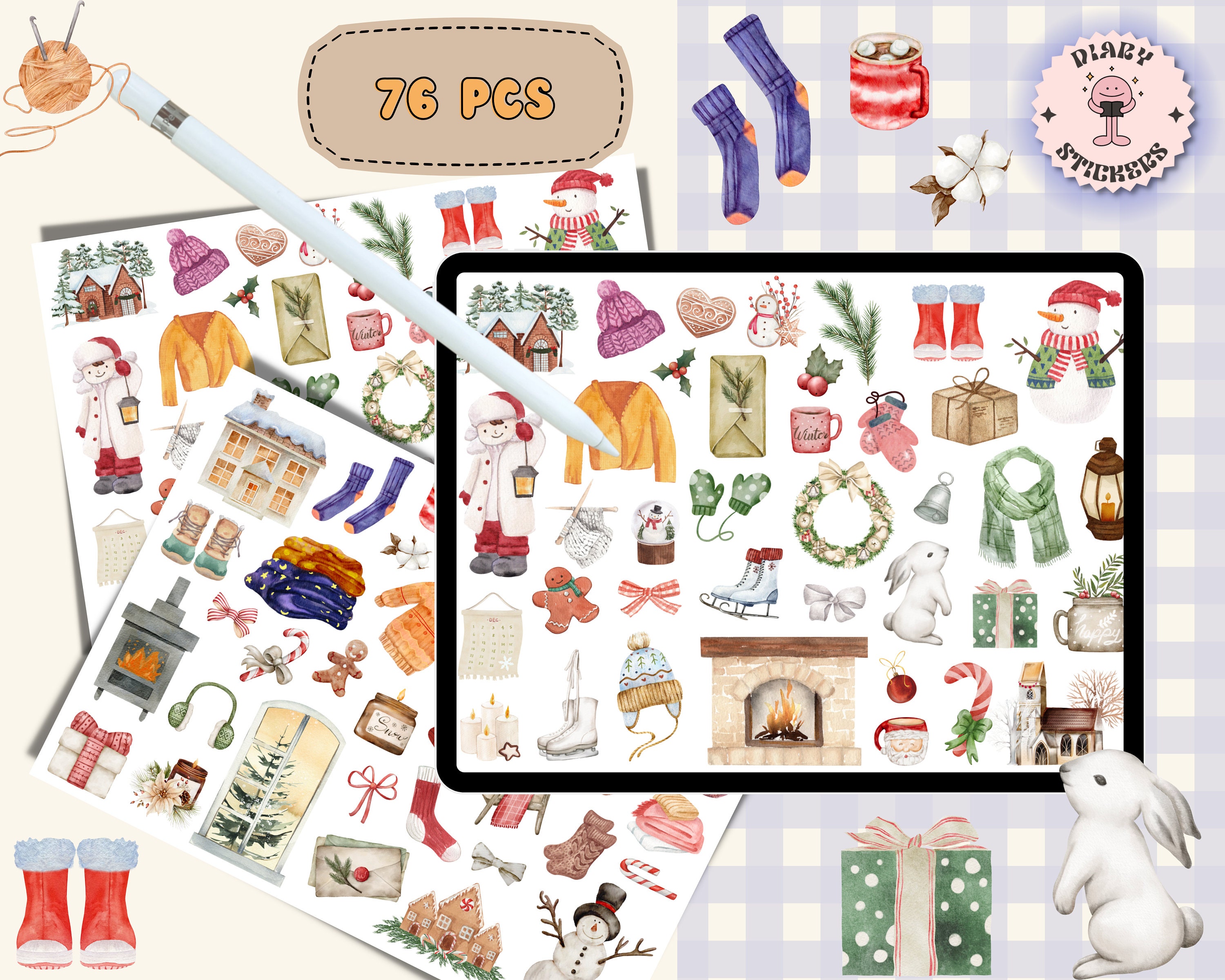 Winter Digital Stickers for Goodnotes, Winter Season Pre-cropped ...