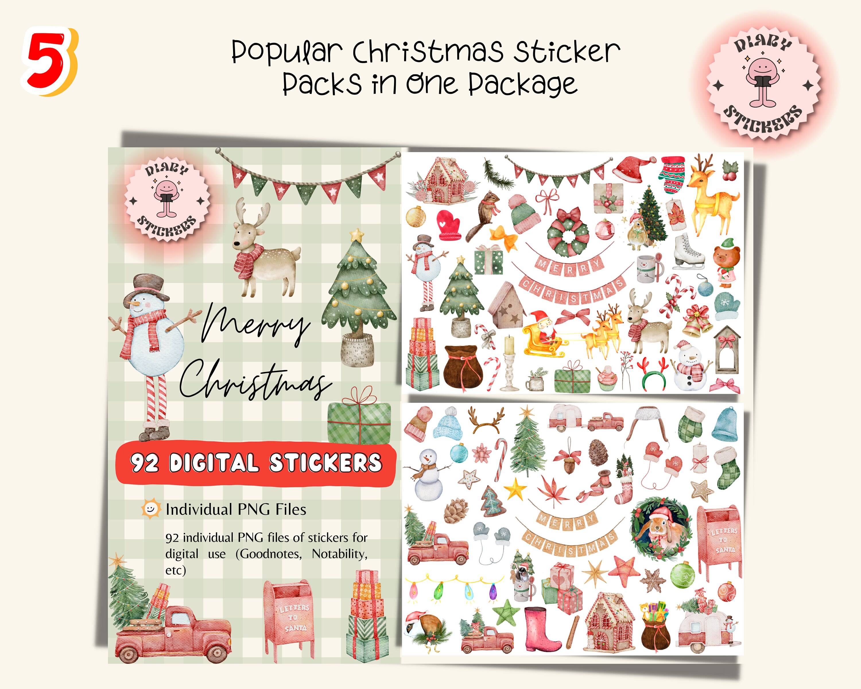 Ultimate Christmas Digital Stickers, Christmas Stickers, Holiday ...