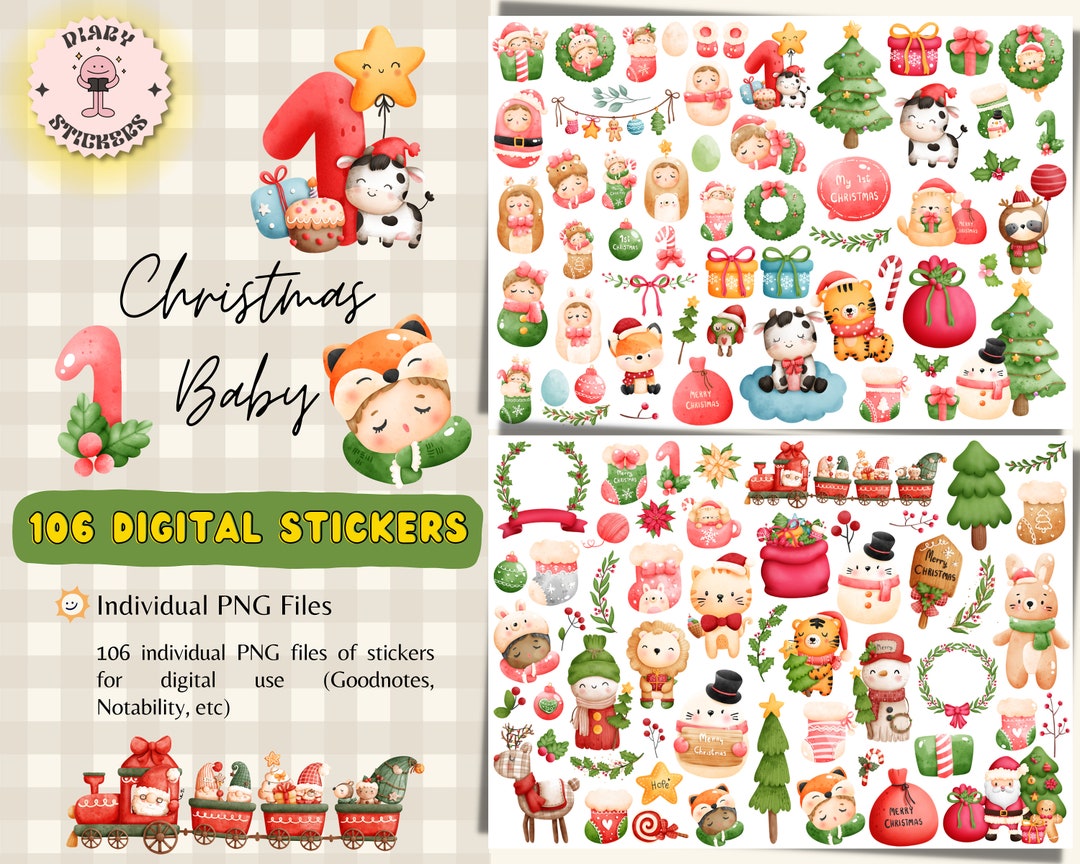 Baby's 1st Christmas Digital Stickers, Digital Stickers for Planners ...