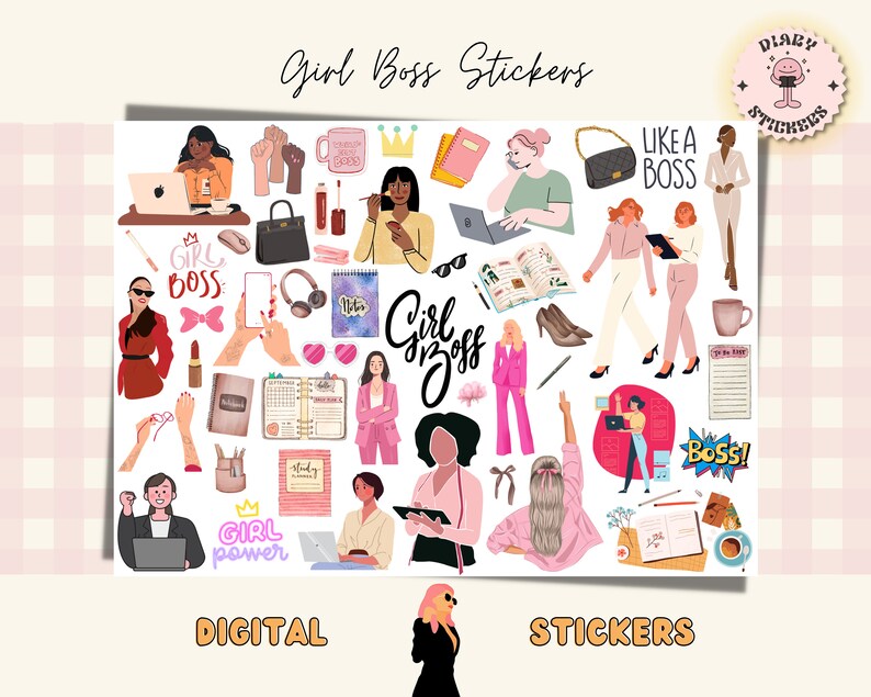 Girl Boss Digital Planner Stickers for Goodnotes (PNG, Goodnotes File ...