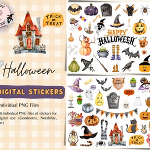 Halloween Digital Stickers for Goodnotes Planner, Halloween Pre-cropped ...