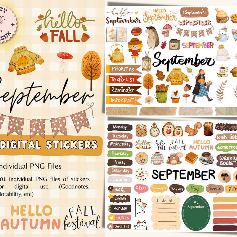 September Stickers - Etsy