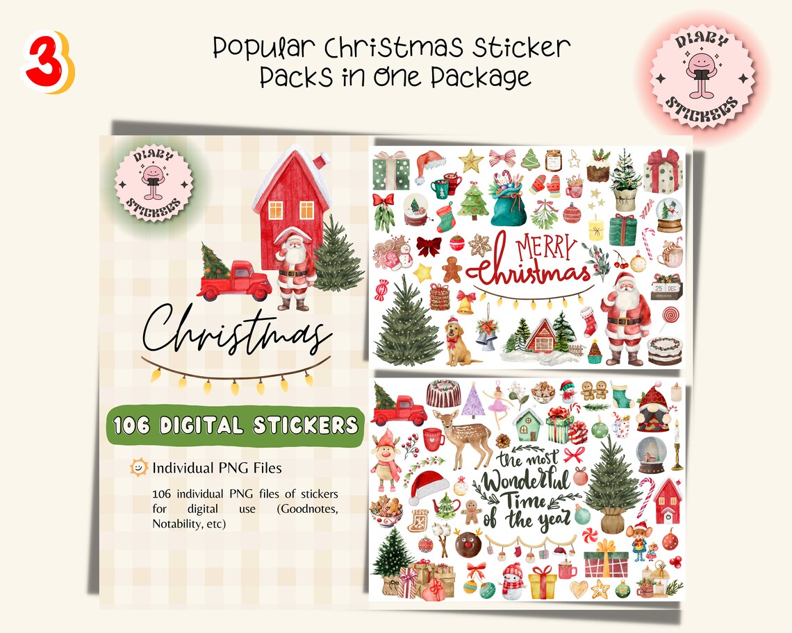 Ultimate Christmas Digital Stickers, Christmas Stickers, Holiday ...