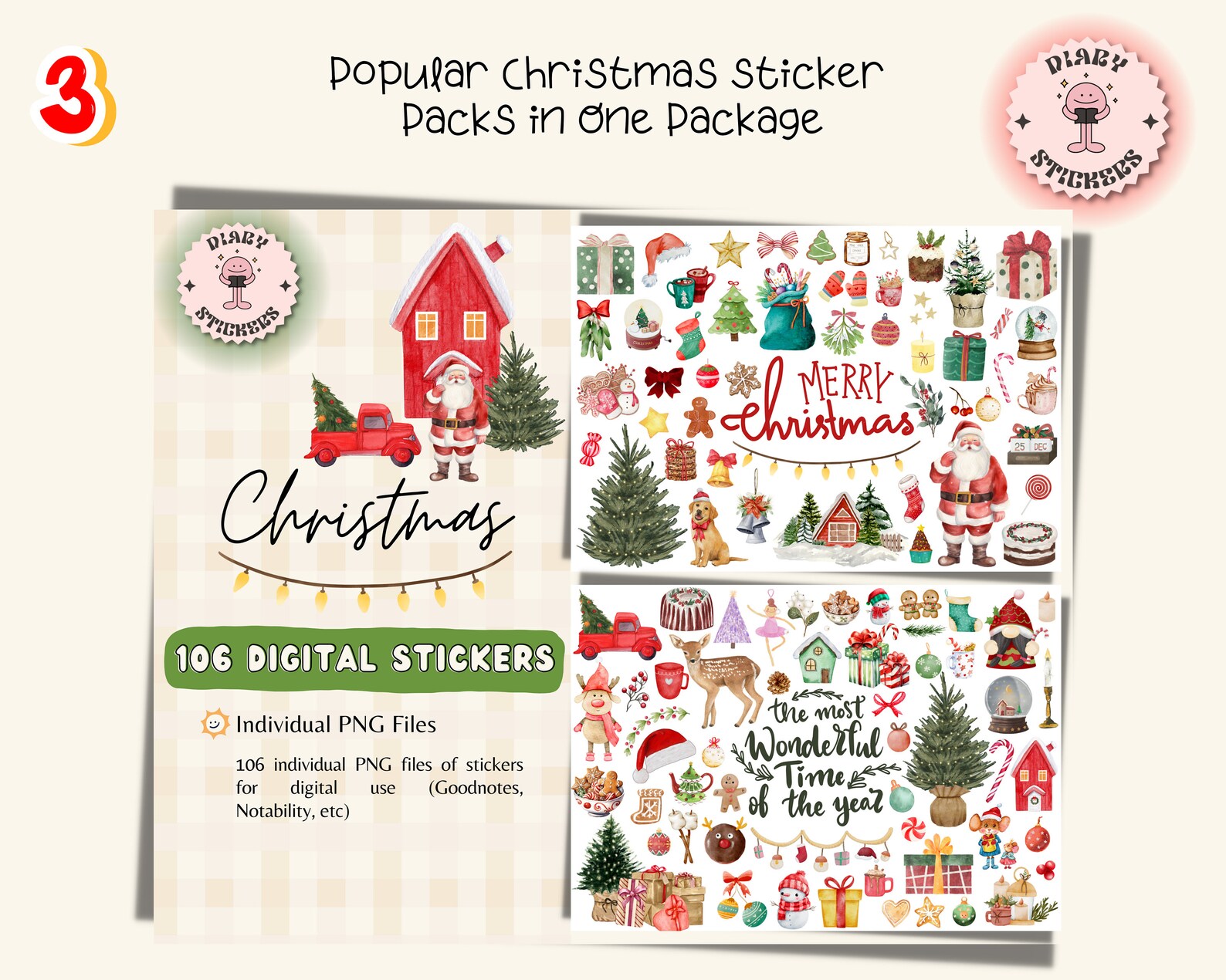 Ultimate Christmas Digital Stickers, Christmas Stickers, Holiday ...