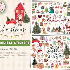 Christmas Digital Stickers, Christmas Stickers, Holiday Stickers ...
