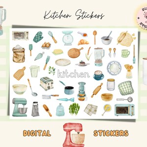 Kitchen Digital Stickers for Goodnotes, Kitchen Pre-cropped Digital ...