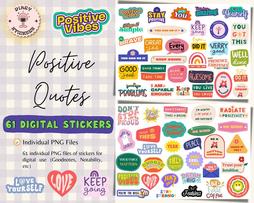 Positive Quotes Goodnotes Digital Planner Stickers, Affirmation ...
