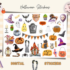 Halloween Digital Stickers for Goodnotes Planner, Halloween Pre-cropped ...