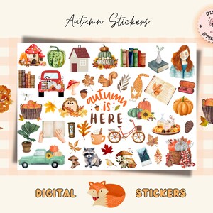 Autumn Digital Stickers for Goodnotes, Fall Season Pre-cropped Digital ...