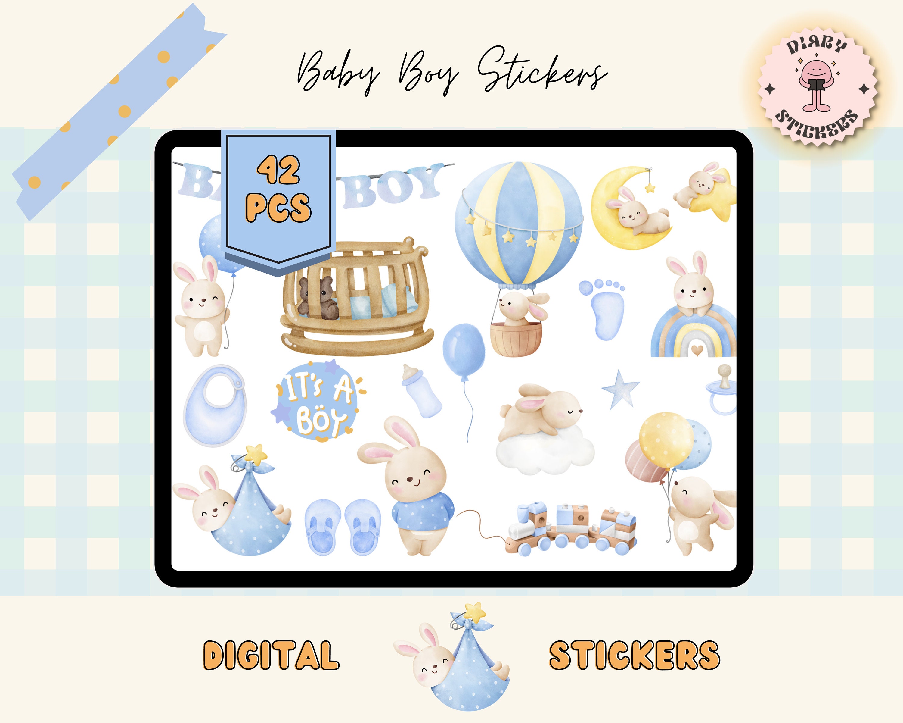Baby Boy Digital Stickers, Digital Stickers for Planners, Baby Boy ...