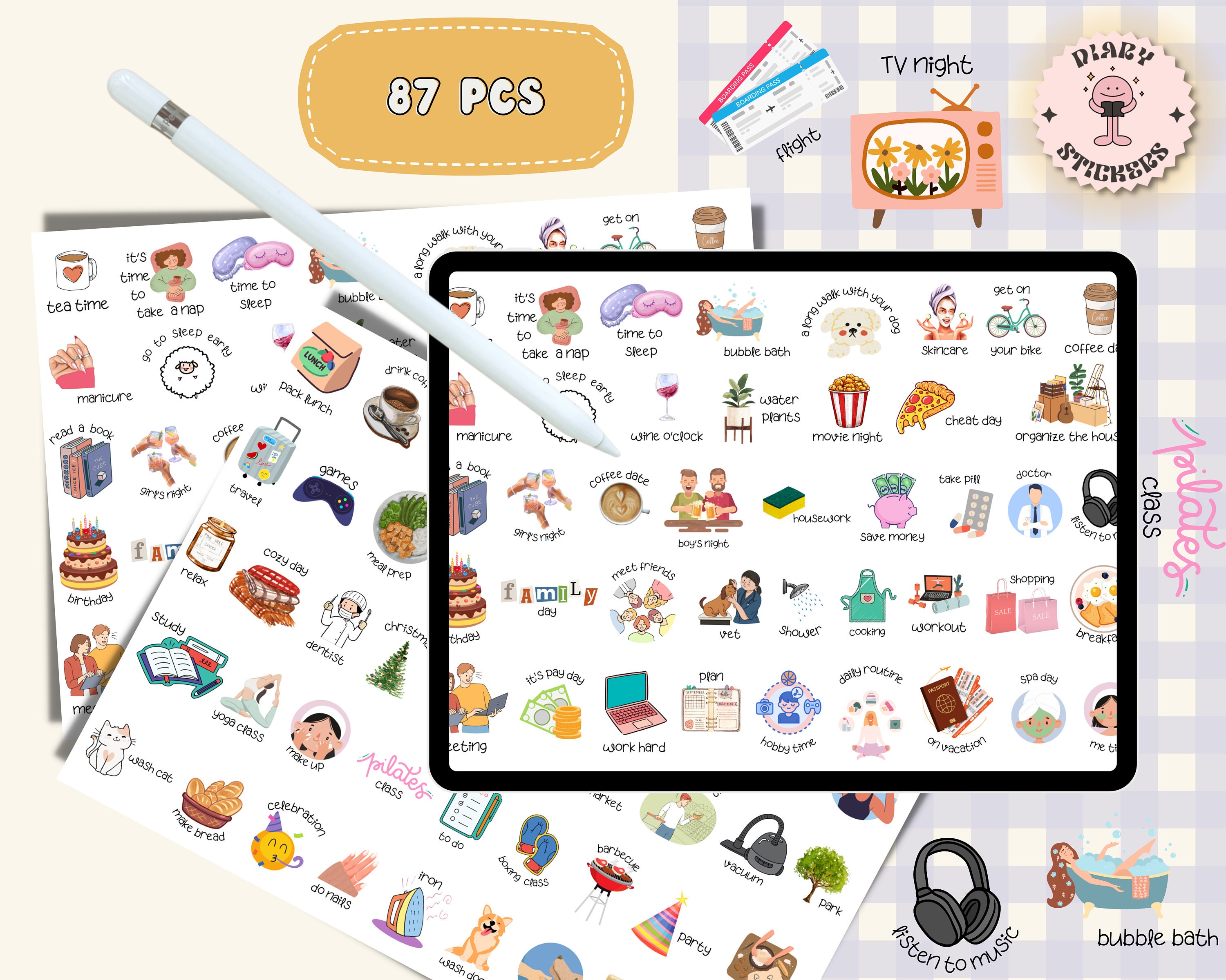 Everyday Life Digital Stickers, Planner Journal (PNG, Goodnotes File ...