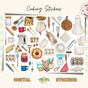 Cooking Digital Stickers for Goodnotes, Kitchen Pre-cropped Digital ...